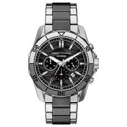 Giorgio Armani Chronograph ARMANI EXCHANGE, anthrazit, edelstahlfarben, Armbanduhren, Damen, Chronograph, Quarzuhr, Armbanduhr, Herrenuhr, Edelstahlarmband, analog, Tag