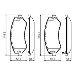 Bosch Bremsbelagsatz, Scheibenbremse 0 986 494 357 vorne rechts links f&uuml;r DODGE JEEP CHRYSLER 05096349AA 5019985AB 5019984AA