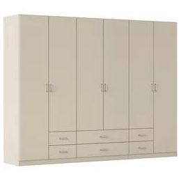 Dreht&uuml;renschrank Rauch "Kleiderschrank Garderobe GAMMA Breiten 91/136/181/226/271/315/360 cm", beige (champagner), griffe alu, B:271cm H:210cm T:54cm, Holzwerkstoff, Schr&auml;nke, Dreht&uuml;renschrank, mit Schubladen, verschiedene Griff-Varianten TOPSELLER MADE IN GERMANY