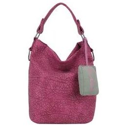 Schultertasche Fritzi aus Preussen "Ella Hobo", Damen, Gr. B/H/T: 17cm x 37cm x 27cm, pink, Polyurethan (PU), unifarben, Taschen Schultertasche, mit tollem Anh&auml;nger und kerniger Materialstruktur
