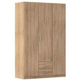 Dreht&uuml;renschrank Rauch "Kleiderschrank Garderobe GAMMA Breiten 91/136/181/226/271/315/360 cm", eiche sonoma, griffe alu, B:136cm H:210cm T:54cm, Holzwerkstoff, Schr&auml;nke, Dreht&uuml;renschrank, mit Schubladen, verschiedene Griff-Varianten TOPSELLER MADE IN GERMANY