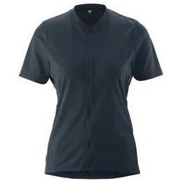 Radtrikot Gonso "SITIVO Jersey Green W", Damen, Gr. 44, nachtblau, 100% Polyester, Rundhals, Trikots, Damen Fahrradtrikot kurzarm, Half-Zip Trikot mit R&uuml;ckentasche