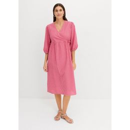 bonprix Wickelkleid aus Strukturmaterial, rot, Gr.42, Wickelkleid in k&ouml;rperumspielender Form, aus 100% Baumwolle