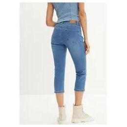 7/8-Jeans bonprix, Damen, Gr. 38, N-Gr, hellblau used, Denim/Jeans, Obermaterial: 95% Baumwolle, 4% Polyester, 1% Elasthan, slim fit 7/8-L&auml;nge, Jeans, Slim fit Passform, schmale Beinform, 7/8-L&auml;nge