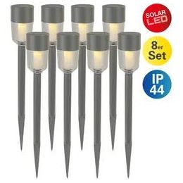 N&auml;ve LED Solarleuchte N&Auml;VE "Doha", grau, H:35,5cm &Oslash;:4,7cm, Leuchten, 8er-Set Dekoerdspie&szlig;, je H: 35,5cm, grau, LED warmwei&szlig;, Leuchtdauer 8h