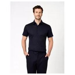 Kurzarmhemd DESOTO "Casual Kent 1/2", Herren, Gr. XL, N-Gr, solid navy, Jersey, Obermaterial: 100% Baumwolle, slim fit normal, Hemden, Businesshemd, slim fit, Kentkragen