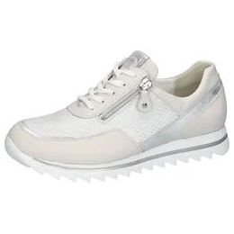 Waldl&auml;ufer Sneaker WALDL&Auml;UFER "HAIBA", Damen, Gr. 4,5 (37,5), wei&szlig;, silberfarben, Nappaleder, Nubukleder, unifarben mit Farbeinsatz, Schuhe Sneaker, Schn&uuml;rschuh, Halbschuh in Komfortweite H (= sehr weit)