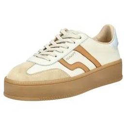 Plateausneaker Gant "Gant Sneaker Leder", Damen, Gr. 42, wei&szlig;, blau, Leder, Schuhe Plateausneaker