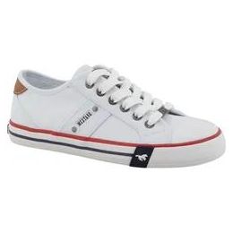 Sneaker Mustang SHOES "Winona", Herren, Gr. 41, wei&szlig;, Baumwolle, Schuhe Sneaker, Freizeitschuh, Halbschuh, Schn&uuml;rschuh mit seitlichem Logoschriftzug