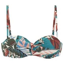 B&uuml;gel-Bandeau-Bikini-Top Buffalo "Moana", Damen, Gr. 38, Cup B, aqua bedruckt, Recycling-Polyamid, bedruckt, Bikini-Oberteile, mit modernem Allover-Print
