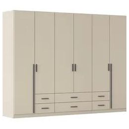 Dreht&uuml;renschrank Rauch "Kleiderschrank Garderobe GAMMA Breiten 91/136/181/226/271/315/360 cm", beige (champagner), griffstangen graumetallic, B:271cm H:210cm T:54cm, Holzwerkstoff, Schr&auml;nke, Dreht&uuml;renschrank, mit Schubladen, verschiedene Griff-Varianten TOPSELLER MADE IN GERMANY