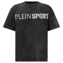 T-Shirt Plein Sport "Washed Round Neck T-Shirt Crackle Scratch", Damen, Gr. S, 02, schwarz, Stoff: 100% Baumwolle, Shirts T-Shirt