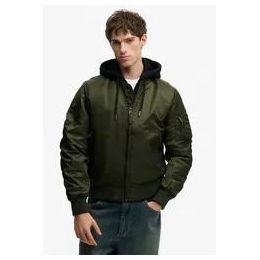 Parka Superdry "HOODED MA1 BOMBER JKT", Herren, Gr. M, surplus goods olive gr&uuml;n, Web, Obermaterial: 100% Nylon, unifarben, relaxed fit normal, Rippb&uuml;ndchen, Jacken Parka