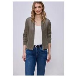 Kurzjacke Street One, Damen, Gr. 40, schwarz beige, Stoff, 100% Polyester, unifarben, normal normal, Rundhals, B&uuml;ndchen, Jacken Kurzjacke, Rundhalsausschnitt
