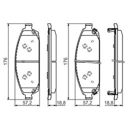 Bosch Bremsbelagsatz, Scheibenbremse 0 986 494 370 vorne rechts links f&uuml;r JEEP CHRYSLER 5080868AC 5080868AB 5080868AA