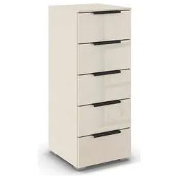 Schubkastenkommode Rauch "Highboard Sideboard Kommode MONTCLAR Frontauswahl Dekor/Hochglanz/Glas", beige, glas beige (champagner), griffe schwarz, B:40cm H:100cm T:42cm, Holzwerkstoff, Sideboards, mit 5 ger&auml;umigen Schubladen, viele Griffvarianten MADE IN GERMANY