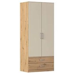 Dreht&uuml;renschrank Rauch "Kleiderschrank Garderobe GAMMA Breiten 91/136/181/226/271/315/360 cm", eiche artisan, beige (champagner), griffe chrom, B:91cm H:210cm T:54cm, Holzwerkstoff, Schr&auml;nke, Dreht&uuml;renschrank, mit Schubladen, verschiedene Griff-Varianten TOPSELLER MADE IN GERMANY
