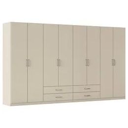 Dreht&uuml;renschrank Rauch "Kleiderschrank Garderobe GAMMA Breiten 91/136/181/226/271/315/360 cm", beige (champagner), griffe chrom, B:360cm H:210cm T:54cm, Holzwerkstoff, Schr&auml;nke, Dreht&uuml;renschrank, mit Schubladen, verschiedene Griff-Varianten TOPSELLER MADE IN GERMANY