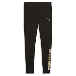 Leggings Puma "ESS LOGO LAB METALLIC LEGGINGS", Damen, Gr. XL, N-Gr, Puma schwarz, Jersey, Obermaterial: 95% Baumwolle, 5% Elasthan, bedruckt, schmal normal, Hosen Leggings, aus Baumwollmischung, sportlicher Stil, schmale Passform