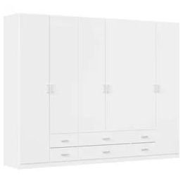 Dreht&uuml;renschrank Rauch "Kleiderschrank Garderobe GAMMA Breiten 91/136/181/226/271/315/360 cm", alpinwei&szlig;, griffe alu, B:271cm H:210cm T:54cm, Holzwerkstoff, Schr&auml;nke, Dreht&uuml;renschrank, mit Schubladen, verschiedene Griff-Varianten TOPSELLER MADE IN GERMANY
