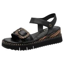Keilsandalette Tamaris "Tamaris Sandalen Leder", Damen, Gr. 40, schwarz, Leder, Schuhe
