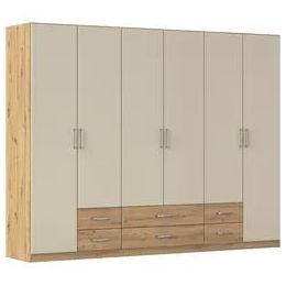 Dreht&uuml;renschrank Rauch "Kleiderschrank Garderobe GAMMA Breiten 91/136/181/226/271/315/360 cm", eiche artisan, beige (champagner), griffe chrom, B:271cm H:210cm T:54cm, Holzwerkstoff, Schr&auml;nke, Dreht&uuml;renschrank, mit Schubladen, verschiedene Griff-Varianten TOPSELLER MADE IN GERMANY