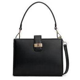 Satchel Tommy Hilfiger "TH HERITAGE MINI SATCHEL", Damen, Gr. B/H/T: 22cm x 16cm x 9cm, schwarz, Lederimitat, Taschen, Damen Umh&auml;ngetasche, Tragetasche, Schultertasche mit Logo