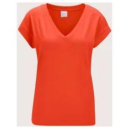 Madeleine Mode Kurzarmshirt MADELEINE "Shirt Zeitloses Blusenshirt mit V-Ausschnitt", Damen, Gr. 40, blau (marine), Obermaterial: 95% Viskose CV. 5% Elasthan EL., Modern, normal, V-Ausschnitt, Shirts