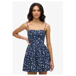 Sommerkleid Superdry "CORSET CAMI MINI DRESS", Damen, Gr. XL, N-Gr, primrose navy floral, Web, Obermaterial: 55% Baumwolle, 45% Lyocell, gebl&uuml;mt, slim fit normal, eckiger Ausschnitt, Kleider Sommerkleid