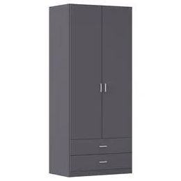 Dreht&uuml;renschrank Rauch "Kleiderschrank Garderobe GAMMA Breiten 91/136/181/226/271/315/360 cm", graumetallic, griffe alu, B:91cm H:210cm T:54cm, Holzwerkstoff, Schr&auml;nke, Dreht&uuml;renschrank, mit Schubladen, verschiedene Griff-Varianten TOPSELLER MADE IN GERMANY