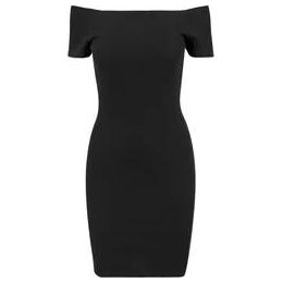 Shirtkleid Urban Classics "Urban Classics Damen Ladies Off Shoulder Rib Dress", Damen, Gr. L, US-Gr&ouml;&szlig;en, schwarz, 97% Baumwolle, 3% Elasthan, unifarben, slim fit, U-Boot-Ausschnitt, Kleider Shirtkleid