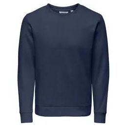 Only & Sons Sweatshirt ONLY & SONS "ONSCHASE REG CREW SWEAT OTL", Herren, Gr. S, navy blazer, angeraute Sweatware, Obermaterial: 52% Baumwolle, 48% Polyester, unifarben, regular fit normal, Rundhals, Rippb&uuml;ndchen, Sweatshirts Sweatshirt