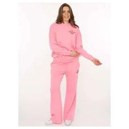 Sweathose Zwillingsherz "Feel Good Club", Damen, Gr. L/XL, N-Gr, pink, Sweatware, Obermaterial: 60% Baumwolle, 40% Polyester, bestickt, unifarben, lang, Hosen Sweathose, unifarben, kleine Stickerei