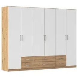 Dreht&uuml;renschrank Rauch "Kleiderschrank Garderobe GAMMA Breiten 91/136/181/226/271/315/360 cm", eiche artisan, alpinwei&szlig;, griffe chrom, B:271cm H:210cm T:54cm, Holzwerkstoff, Schr&auml;nke, Dreht&uuml;renschrank, mit Schubladen, verschiedene Griff-Varianten TOPSELLER MADE IN GERMANY