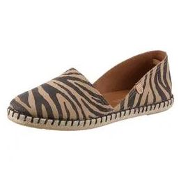Espadrille VERBENAS, Damen, Gr. 41, sand, schwarz, zebra, Veloursleder, Veloursleder, Schuhe Espadrille, Slipper, Sommerschuh, Urlaubsschuh, Flat im Zebra-Look