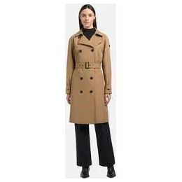 Trenchcoat Khujo "Rula2", Damen, Gr. M (38), mustard, Obermaterial: 65% Baumwolle, 35% Polyester. Innenfutter: 95% Polyester, 5% Elasthan, tailliert knieumspielend, mit Knopf,verstellbar abgesteppte Kante mit Kn&ouml;pfen,verstellbar, M&auml;ntel, Klassischer &Uuml;bergangsmantel mit Knopfleiste