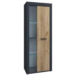 Kommode Vcm "Schrank Vitrine Wohnzimmer Holz Glas Usilo", braun (anthrazit, honig, eiche), B:60cm T:35cm, Sideboards, Kommode