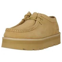 Schn&uuml;rschuh Clarks "Meare Walla", Damen, Gr. 39, hellbraun, Leder, Schuhe Schn&uuml;rschuh, mit markanter Sohle