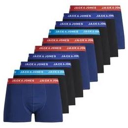 Jack & Jones Boxershorts JACK & JONES "Boxershort JACLEE TRUNKS 10 PACK 10er Pack", Herren, Gr. XL, blau (schwarz, blau), Obermaterial: 95% Baumwolle CO. 5% Elasthan EL., Unterhosen