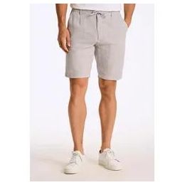 Shorts LINDBERGH, Herren, Gr. L, N-Gr, grau, Web, Obermaterial: 55% Baumwolle, 45% Leinen, regular fit kniefrei, Hosen Shorts, Sommerhose mit Taschen
