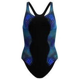 Badeanzug Speedo "ENG PRINT MEDALIST", Damen, Gr. 42, N-Gr, blk, Obermaterial: 100% Polyester, Badeanz&uuml;ge Badeanzug