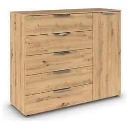 Schubkastenkommode Rauch "Kommode T&uuml;rkommode Sideboard Kombikommode FLIPP", eiche artisan, B:120cm H:100cm T:42cm, Holzwerkstoff, Sideboards, 1-t&uuml;rig mit 5 Schubladen und Soft-Close-Funktion