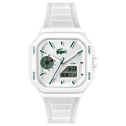 Digitaluhr Lacoste "LC33 SQUARE", wei&szlig;, Armbanduhren, Herren, Digitaluhr, Quarzuhr, Armbanduhr, Herrenuhr, Silikonarmband, digital, analog