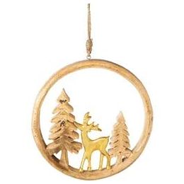 Dekoh&auml;nger CREATIV HOME "Ringh&auml;nger", gold, T:2,5cm &Oslash;:25cm, Dekoh&auml;nger, mit Weihnachtsmotiv