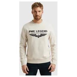PME-Legend Sweatshirt PME LEGEND "Crewneck soft terry with logo", Herren, Gr. M, beige (birch), Sweatware, Obermaterial: 100% Baumwolle, bestickt, regular fit normal, Rundhals, Rippb&uuml;ndchen, Sweatshirts Sweatshirt, mit Logo Stickerei