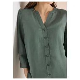 Longbluse Cecil, Damen, Gr. M (40), just khaki, Web, 55% Leinen, 45% Viskose, unifarben, klassisch normal, Rundhals, B&uuml;ndchen, Blusen Longbluse, mit 3/4 &Auml;rmeln