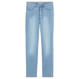 Straight-Jeans bonprix, Damen, Gr. 38, K-Gr, hellblau used (l&auml;nge: kurz), Denim/Jeans, Obermaterial: 82% Baumwolle, 17% Polyester, 1% Elasthan, regular fit, Jeans Straight-Jeans, Regular Fit, Komfort-Stretch-Material, leichte Stoffqualit&auml;t