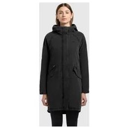 Kurzmantel Khujo "LEAL", Damen, Gr. XL, schwarz schwarz, Web, 75% Baumwolle, 25% Nylon, unifarben, regular fit, Raglan&auml;rmel mit Druckknopf, M&auml;ntel Kurzmantel