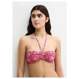 Marc O'Polo Bandeau-Bikini-Top MARC O'POLO "Abstract Leaf AOP", Damen, Gr. M (40), N-Gr, raspberry coulis leaf print, Obermaterial: 84% Polyamid, 16% Elasthan, Bikini-Oberteile