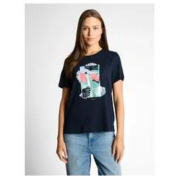 T-Shirt Tom Tailor, Damen, Gr. S, sky captain blau, Single Jersey, Obermaterial: 100% Baumwolle, bedruckt, regular fit normal, Rundhals, gerader Abschluss, Shirts T-Shirt, mit Print